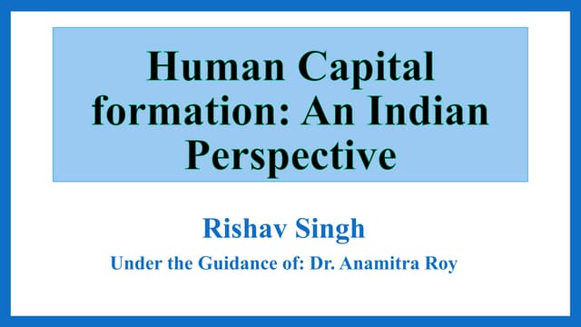Human capital formation in India project for class 12 | PDF