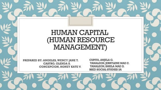 HUMAN CAPITAL notes of human resource accounting | PPT