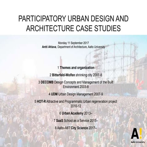 Human cities - participatory urban design and architecture case studies ...
