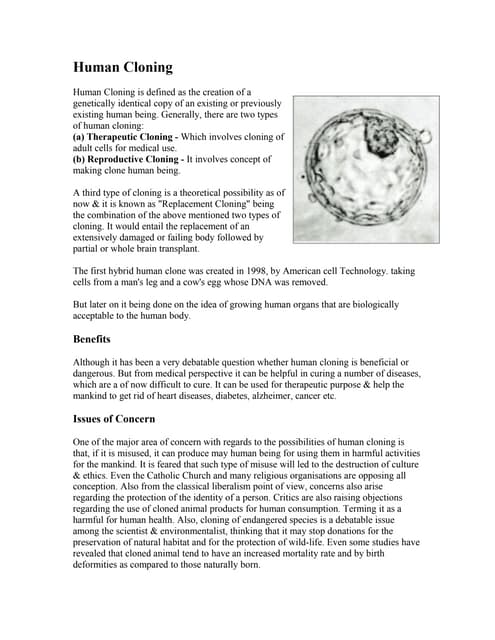 Human Cloning | DOC