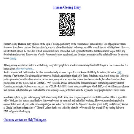 Human Cloning Essay | PPT