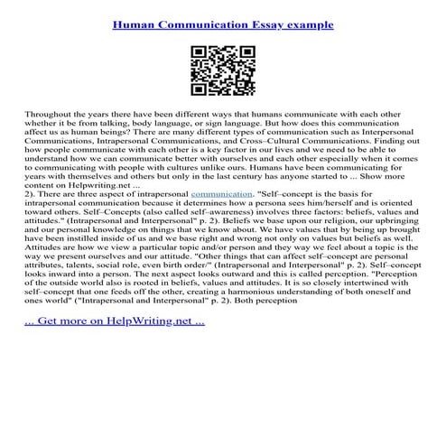Human Communication Essay Example | PDF