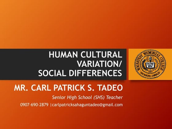 Lesson 1 human cultural variation, social differences, social | PPTX