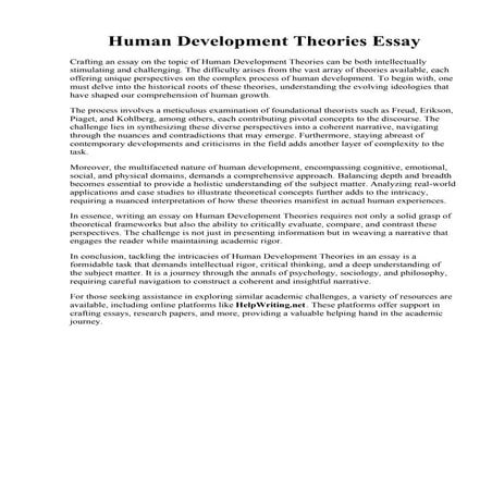 Human Development Theories Essay. Developmental Theories Essay Example Topics and Well Written ...