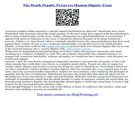 Human Dignity Essay | PDF