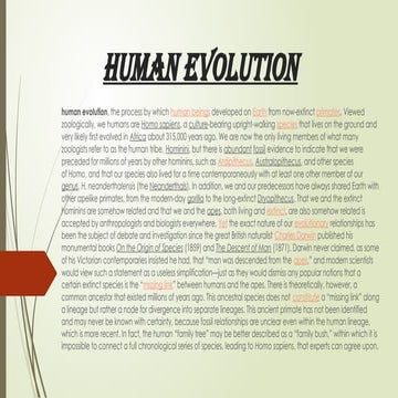 Human evolution with categories and characterstics | PPTX