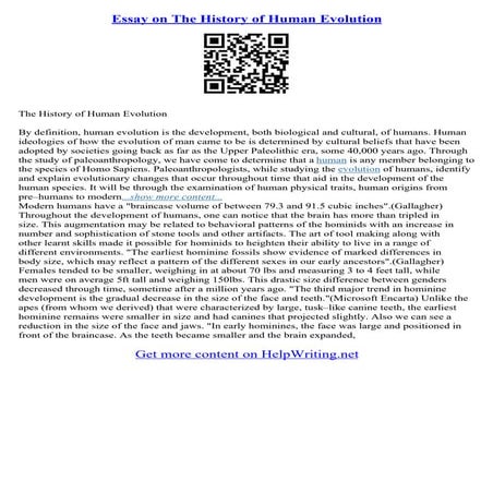 Human Evolution Essay | PDF
