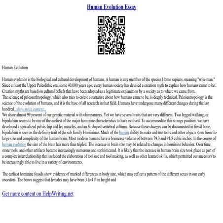 Human Evolution Essay | PPT