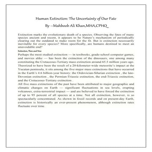 Human extinction "A pandemic will kill off all humans". | DOCX | Cold ...