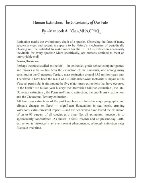 Typology of human extinction risks | PPT