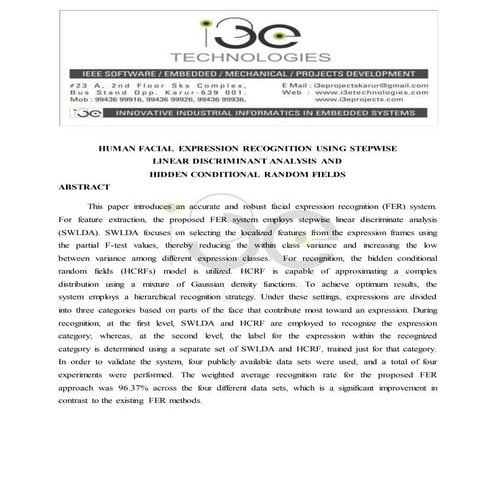 Human Facial Expression Recognition Using Stepwise Linear Discriminant Analysis And Hidden 