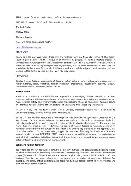 2. Human and Organizational Performance | PPTX