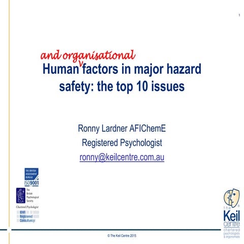 Human factors in major hazard safety Ronny Lardner | PPT
