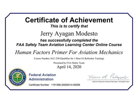 FAA Certificado | PPT