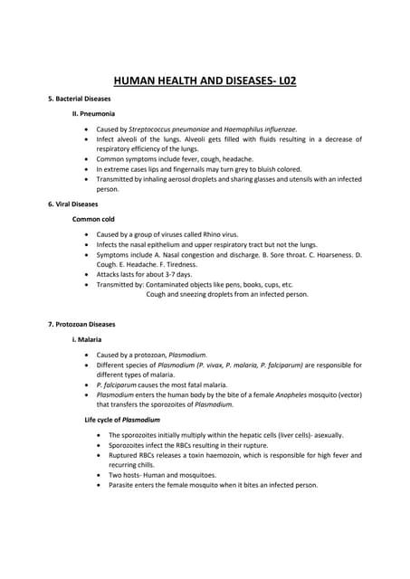 Human health & diseases L03 | PDF