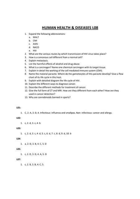 Written questions on General Pathology for 4th year MBBS students. | PDF