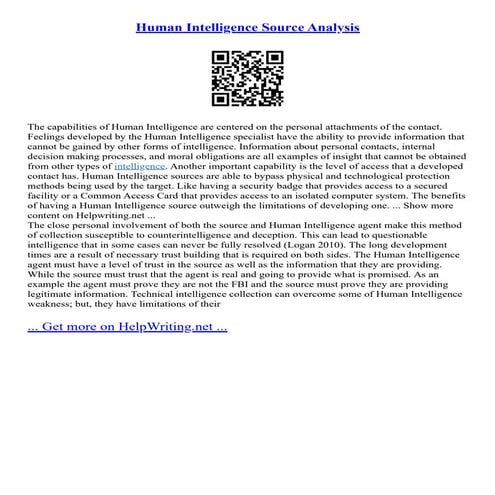 Human Intelligence Source Analysis | PDF