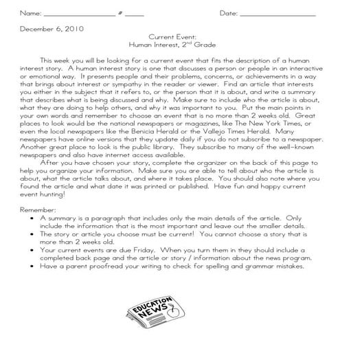 Human interest, 2nd grade | PDF