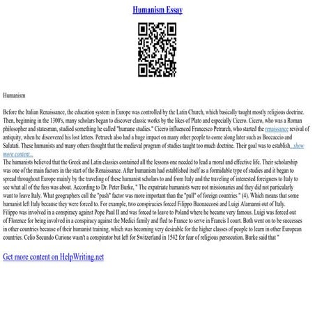 Humanism Essay | PDF