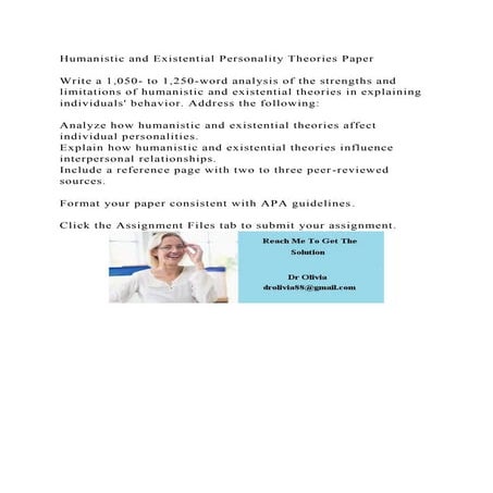 Humanistic and Existential Personality Theories PaperWrite a 1,0.docx ...