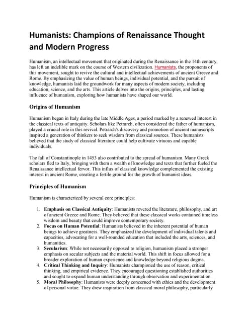 Why the humanities matter | PPTX | Undergraduate Education | College ...