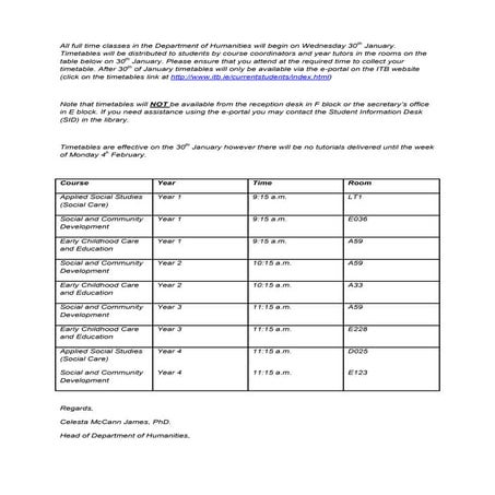 Humanities Department - Semester 2 timetable collection | PDF | Early Childhood Education ...
