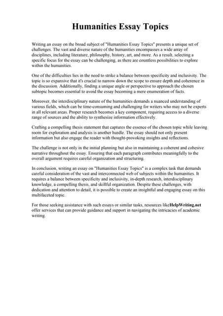 Historiographic Essay Example. Moorpark College | PDF | Homework and ...