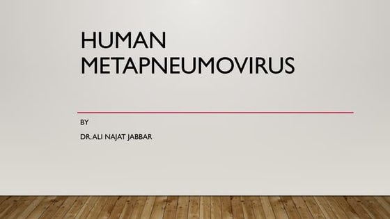 Epidemiology of human Meta PneumoVirus - hMPV | PDF
