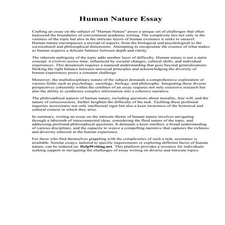 Human Nature Essay | PDF