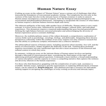 Human Nature Essay.pdf | Cancer | Diseases and Conditions