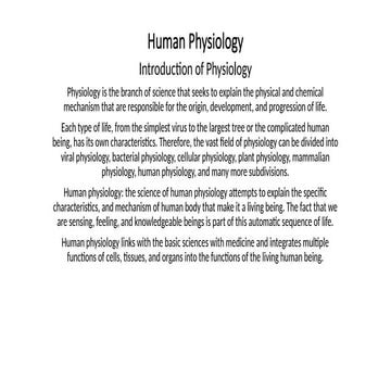 Human Physiology 1 lecture.pptx.................... | PPTX