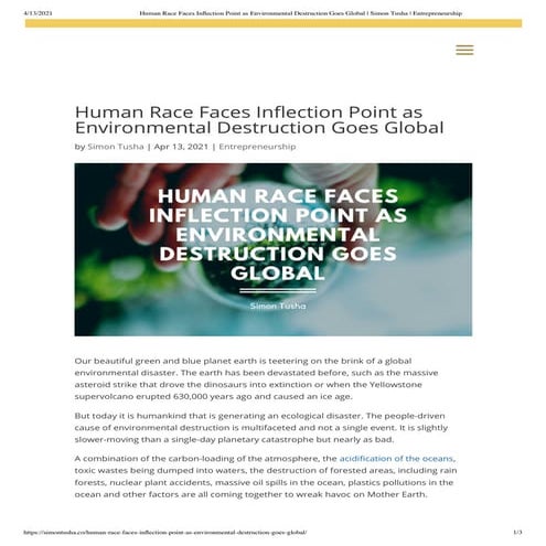 Human race faces inflection point as environmental destruction goes ...