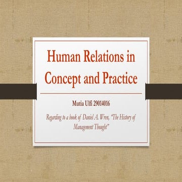 Human relations in concept and practice | PDF