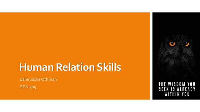 Human Relation Skills PPT human-relation-skills-ppt