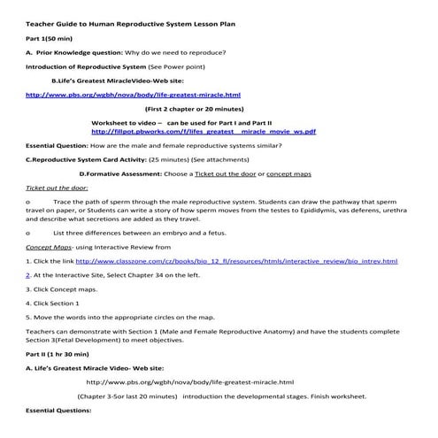 Human reproduction teacher lesson plan | PDF