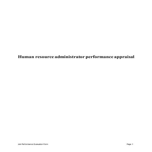 Human resource manager performance appraisal | DOCX