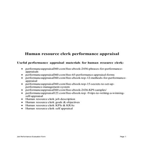 Human resource manager performance appraisal | DOCX