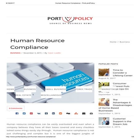 Human resource compliance port landpolicy | PDF