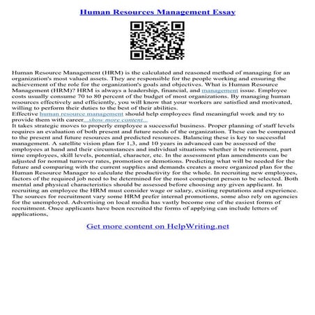 Human Resource Essay | PDF
