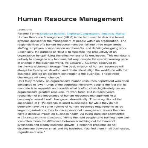 What is the 7 basic human resource management | PDF