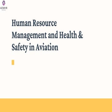 Health & Safety and Human Resource Management in Aviation | PDF