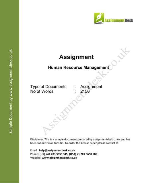 Assignment on Human Resource Management | PDF