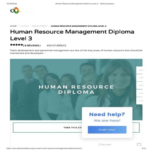 Human Resource Management Diploma Level 3 - Alpha Academy | PPTX | Human Resources | Business