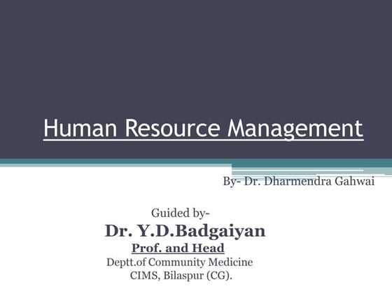 Human resource management in hospital | PPT
