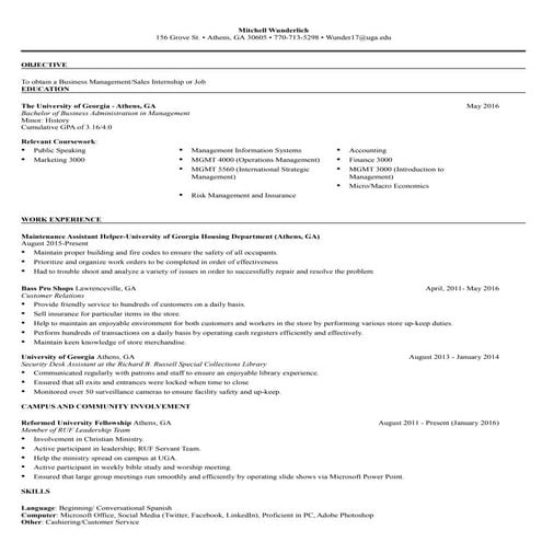 Resume for Business Employment | RTF