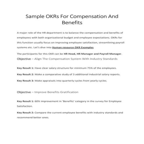 Human resource okr examples | PDF | Human Resources | Business