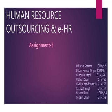 Human resource outsourcing & e hr | PPT