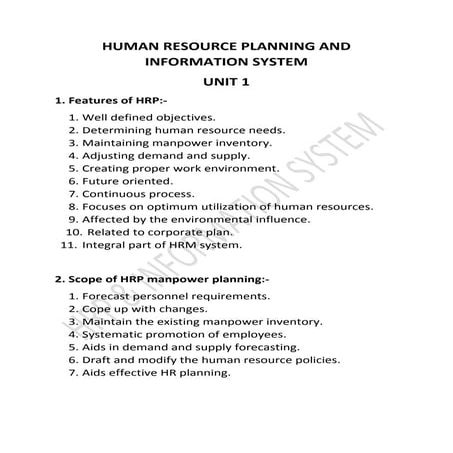Human resource planning and information system TYBMS | PDF | Human ...