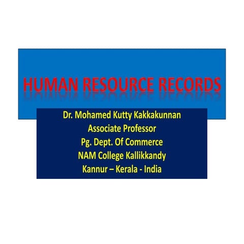 Human resource recods | PPTX