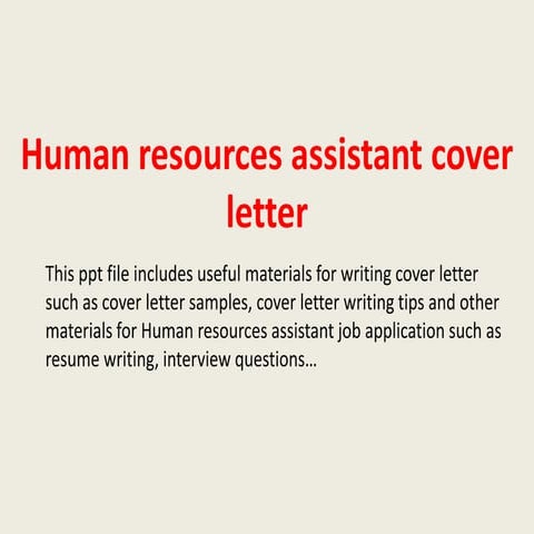Human resources assistant cover letter | PPTX | Resume Writing and ...